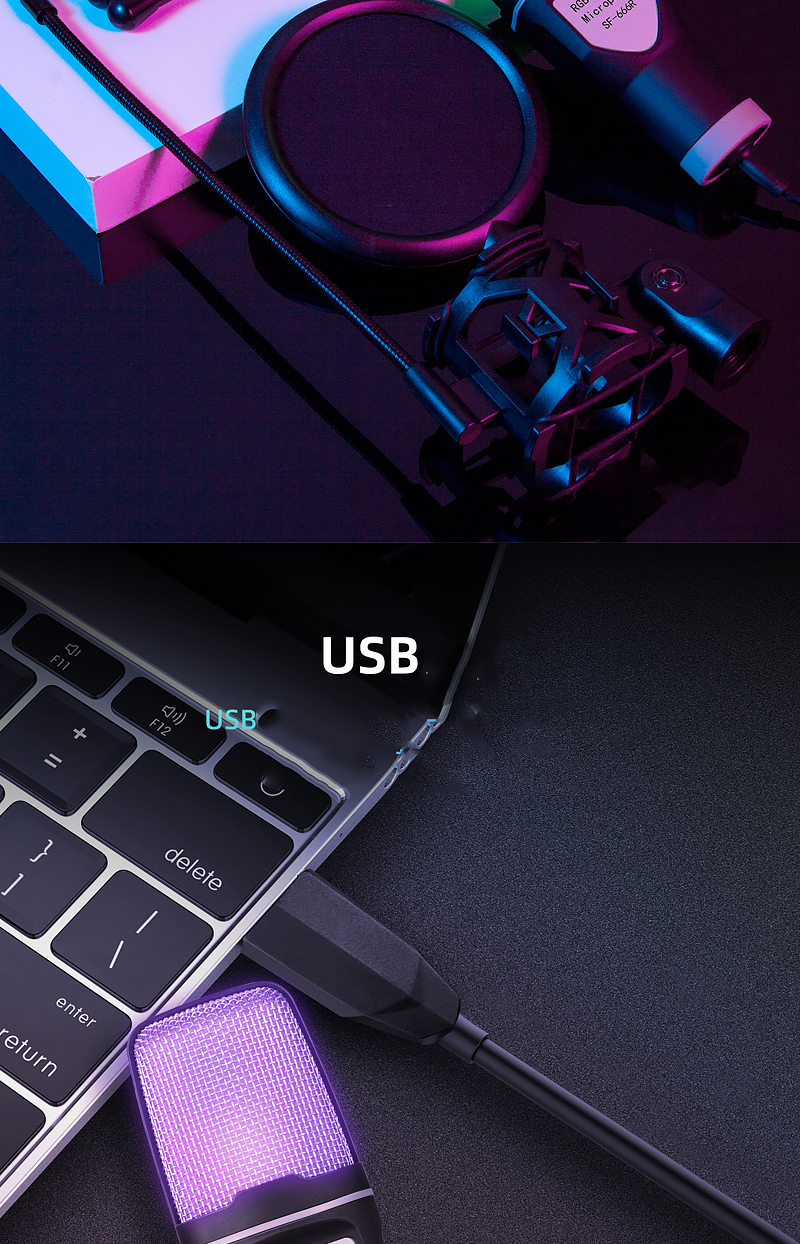 Многофункциональный микрофон MyPads SF-666R из прочного алюминия для стриминга